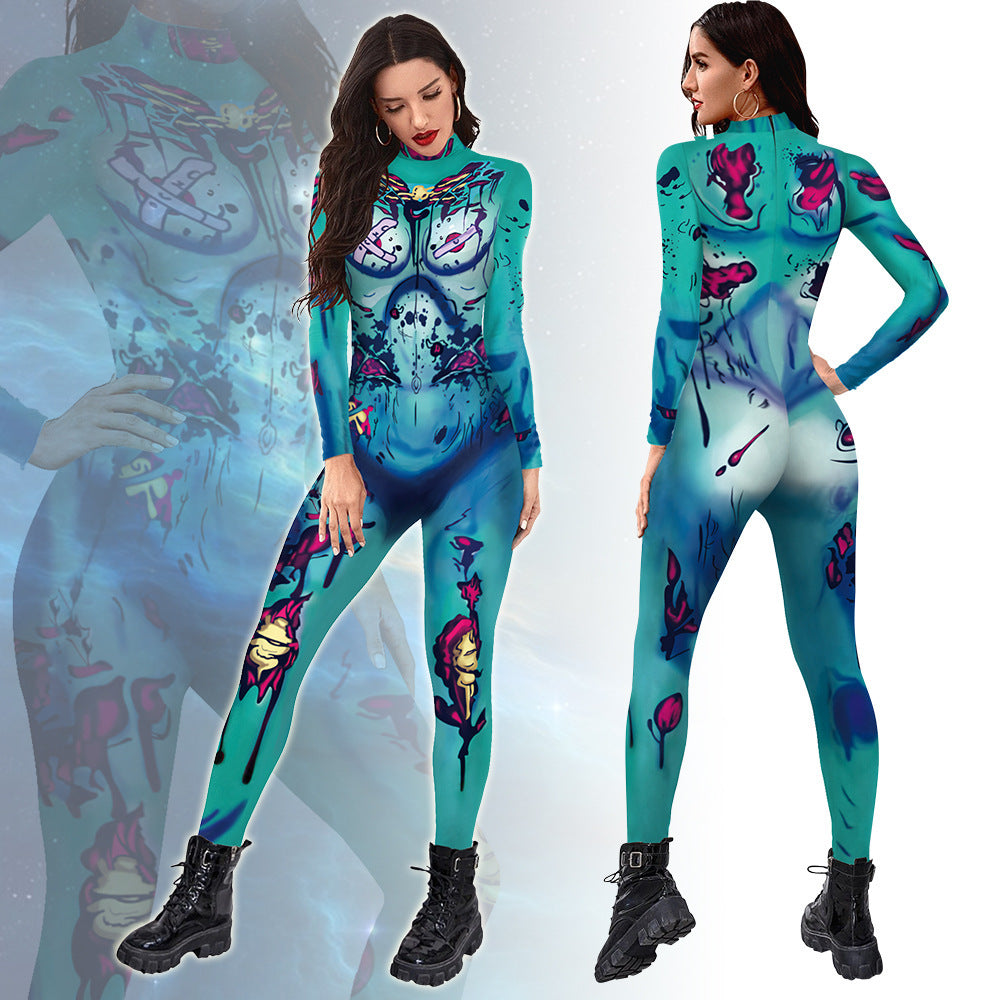 Color Contrast Patchwork Stage Performance Costume - Women's One-piece ...